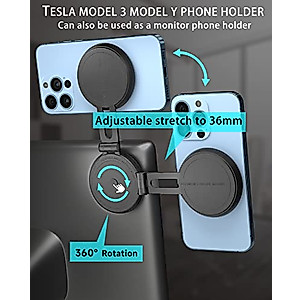 LCYATSI Car Phone Holder Mount for Tesla Model 3/Y/S/X Phone Mount MagSafe Magnetic 360° Rotation Invisible Foldaway Car Phone Holder Compatible with iPhone 14/13/12/Samsung and MagSafe Cases