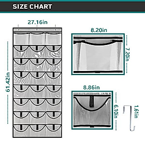 YOUHODA Hat Racks for Baseball Caps with Fixed Velcro, 24 Pockets Over-the-door Hat Organizer with 3 Hooks, 21 Curve Cap Holder & 3 Deep Storage Pockets, Gray