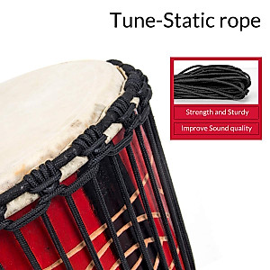 Djembe Drum, AKLOT African Drum Hand-Carved 9.5'' x 20'' Mahogany Goatskin Drumhead for Adults Beginners (Red)