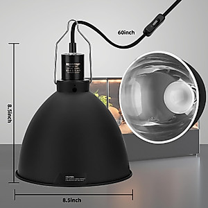 REPTITRIP Deep Dome Reptile Light Fixture 8.5", Reptile Heat Lamp Max 200W, Reptile Tank Lighting Fixtures, Fixture for UVB Reptile Light, Reptile Tank Accessories 2 Packs E26