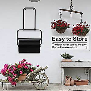 Outvita Lawn Roller, 10 Gallons Water and Sand Filled Garden Drum Roller with U Shaped Handle Tow beind Sod Roller for Planting, Seeding(Black)