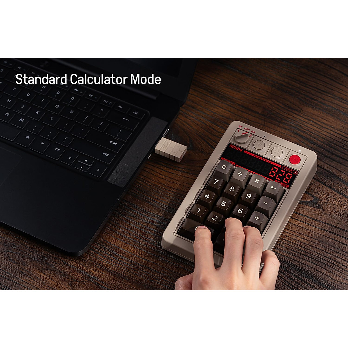 8Bitdo 18 Key Retro Mechanical Numpad, Supports PC & Standard Calculator Mode, Hot-swappable, PC Calculator Shortcut Button, Bluetooth/2.4G/Wired for Windows and Android - C64 Edition