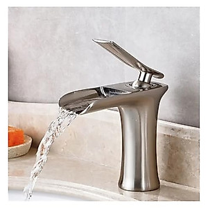 Hot and cold water metering single handle bathtub antique copper basin sink faucet(Nickel)