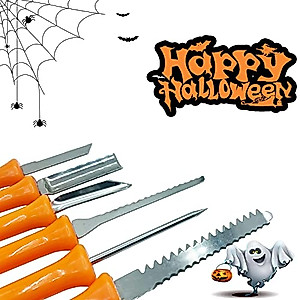 Pumpkin Carving Kit Tools Halloween Pumpkin Carving Set, Heavy Duty Stainless Steel Knife Set, Professional Punkin Carver family Sculpting Tool Push in for Kids & Adults with Carrying Case(8pcs)
