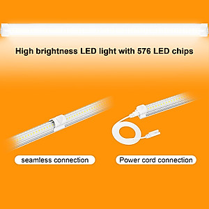 ONLYLUX 8Ft LED Shop Light Fixture - 120W 17500LM T8 Shop Lights for Garage, 6000K Linkable 8 Foot Led Shop Lights V Shape Linkable Garage Lights, High Output Clear Cover Plug and Play (10 Pack)