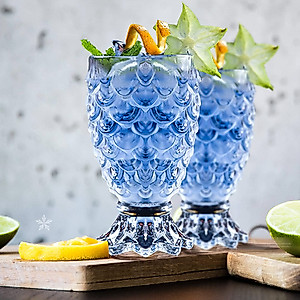 INFTYLE Set of 6 Pineapple Cocktail glasses Vintage glassware Whiskey Glasses Classic Wine Drinking Glasses Mixed Drinkware Sets Gift for Men Women(8oz)