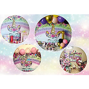HUAYI 5x3ft Unicorn Party Wall Decorations Rainbow Baby Shower Flowers Birthday Dessert Table Banner Photo Booth phonecall Photography Backdrop Background for Photo Studio w-1769