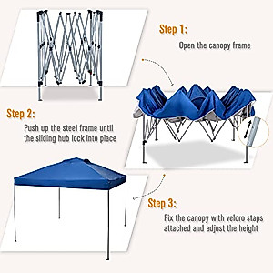 PHI VILLA Outdoor Pop up Canopy 10'x10' Tent Camping Sun Shelter-Series Party Tent, 100 Sq. Ft of Shade (Blue)