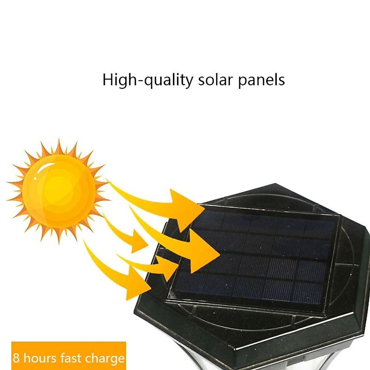 MODEBHD Outdoor Solar LED Post Light, Waterproof IP65 Villa Courtyard Fence Post Lantern, European-Style Simple Pillar Light, Die-cast Aluminum Garden Post Lamps, Moisture-Proof Traditional Landscape