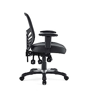 Modway Articulate Mesh Office Chair with Fully Adjustable Vegan Leather Seat In Black