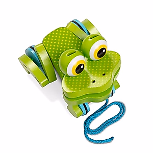 Melissa & Doug First Play Frolicking Frog Wooden Pull Toy - Developmental Duck Pull Toy For Toddlers Ages 1+