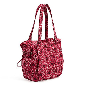 Vera Bradley Women's Cotton Glenna Satchel Purse, Imperial Hearts Red - Recycled Cotton, One Size