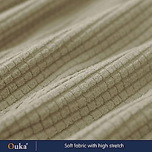 Ouka Sofa Cushion Cover, Stretch Couch Seat Cushion Cover, Reversible Cushion Protector , Soft Chair Loveseat Sofa Cushion Protector(Large,Sand)