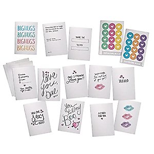 Romantic & Funny Love Notes Card Set - 24 Cards with Envelopes & Sticker Seals - 12 Cute & Sassy Designs for Valentines Day & Anniversaries