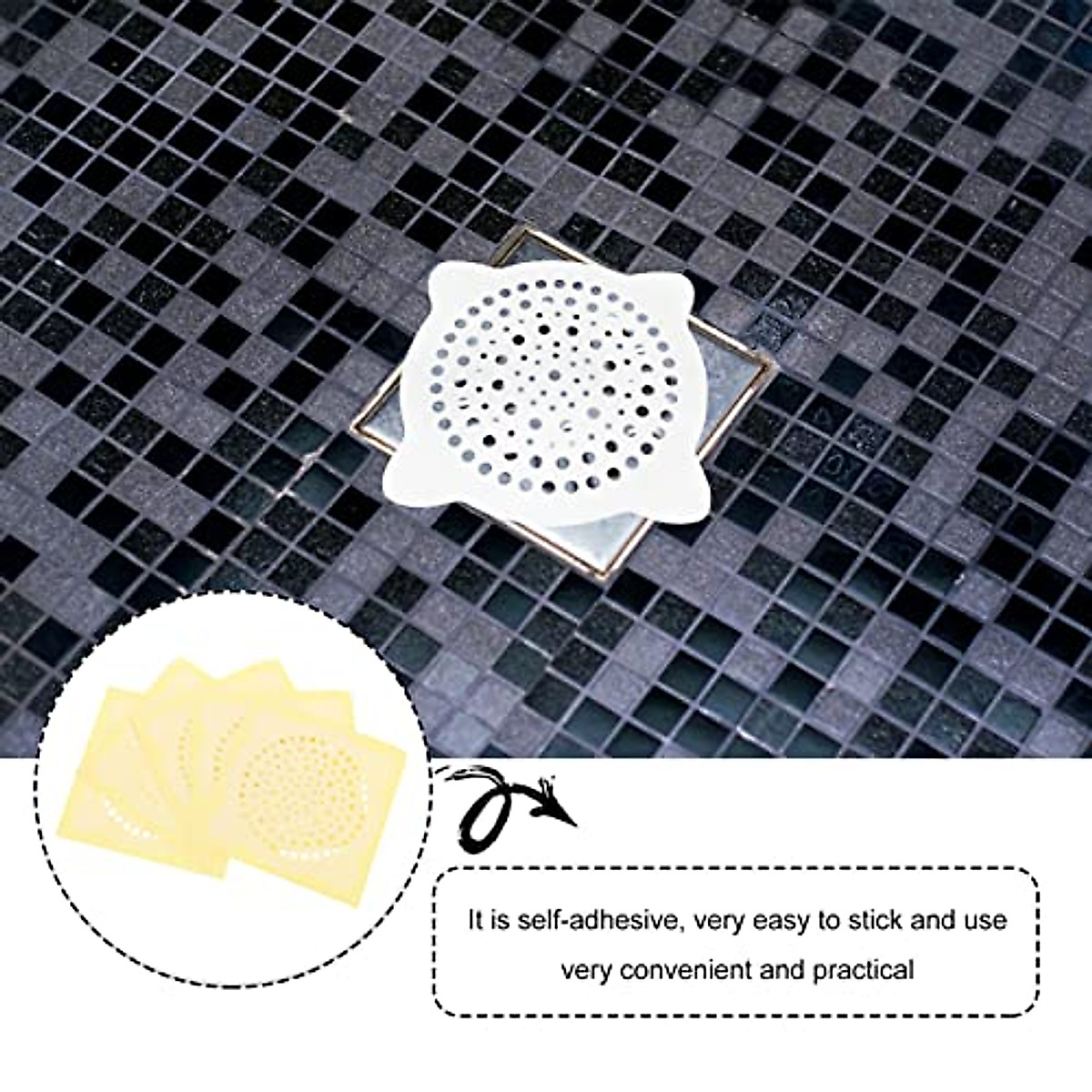 50pcs Cover Stopper Drain One-Off Shower Kitchen Sticker Bathtub Tub Bathroom Stoppers Toilet Home Woven Laundry Paper Hole Floor Catchers Bath Filter Sink Anti-Blocking White (Color : Whitex2pcs, S