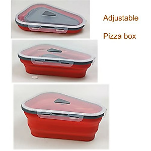 Tuaaivl Pizza Container Expandable, Premium Silicone Pizza Storage Box 5 Microwavable Serving Trays, Reusable & Adjustable Pizza Storage Container to Organize Save Space,Microwave Safe. (Red)