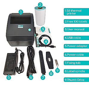 HotLabel Shipping Label Printer - Direct Thermal Label Printer 4x6 for Logistics Packaging Postage Home Small Business Sticker Printer Machine Compatible with UPS USPS Amazon FedEx - Windows Mac