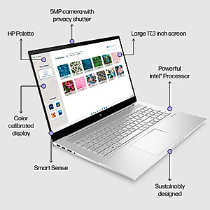 HP Envy 17 17.3" Touchscreen Laptop, 12th Gen Intel 12 Cores i7-1260P, 32GB DDR4 RAM, 1TB PCIe SSD, WiFi 6, Bluetooth 5.3, Backlit Keyboard, Windows 11 Pro, BROAG Cable