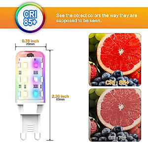Lososuch G9 LED Dimmable Bulb, RGB Color Changing with Remote Control G9 LED Light Bulbs, 25W G9 Halogen Equivalent, G9 LED Bulbs Dimmable 3000K Warm White, 250LM, No Flicker, 2 Pack