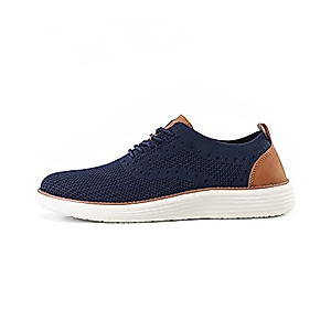 VILOCY Men's Dress Sneakers Oxfords Casual Business Shoes Lace Up Lightweight Walking Knit Mesh Fashion Sneakers Navy,US11 EU44