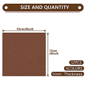 HellooColor 4x8 Pcs Felt Fabric Sheet 6x6 inches Brown Series Craft Squares Nonwoven 1mm Thick