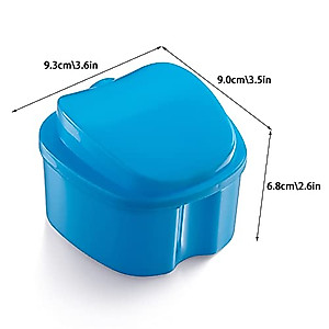 Denture Bath Cup, 4 Pack Dentures Box Storage Soak Container with Strainer Basket Leak-proof Lid False Tooth Holder Organizer for Home Office Travel Cleaning
