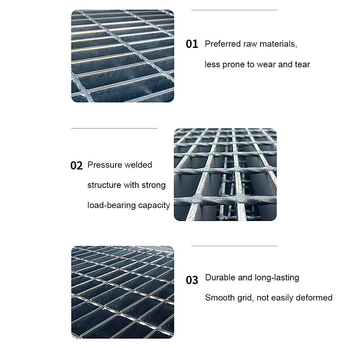 Galvanized Steel Drain Grate and Frame, Two Outdoor Drain Cover, Durable Heavy Duty Channel Grate, Sewer Grate, for Work Platform, Construction Site, Car Wash Room