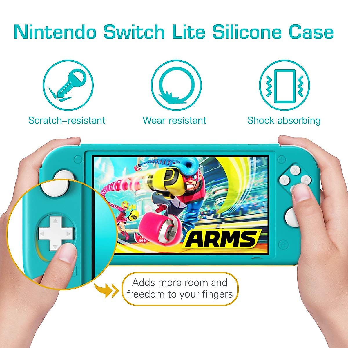 MoKo Case Compatible with Nintendo Switch Lite Console - Turquoise, Protective Silicone Cover, Shock Absorption, Anti Scratch, Easy Installation, Precise Cutouts