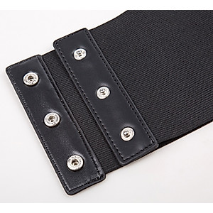 GRACE KARIN Womens Wide Elastic Lace-up Waist Belt Adjustable Leather Cinch Corset Waistband(L,Black)