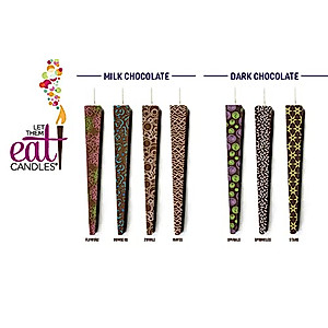 Let Them Eat Candles Edible Chocolate Birthday Candles, Dripless, Milk Chocolate, Circle Swirls, Set of 3