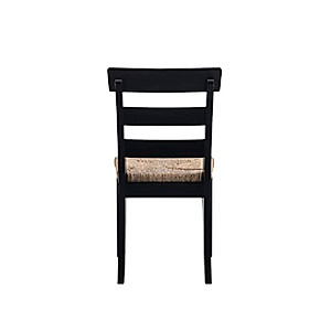 Linon Black Wood Woven Rush Seat, Minelli Dining Chair, Set of 2