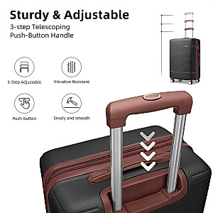 Lulusail Luggage Sets 6 Piece with two Cosmetic Case, Expandable(Only 28 & 24") Hardside Luggage with 360° Spinner Wheels, Durable Luggage Set Clearance For Women Men, Black