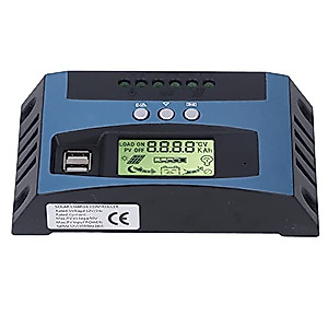 MPPT Solar Controller, 12V 24V Aluminum Alloy High Efficiency Accurate Display Full Protection Solar Panel Regulator for Home(40A)