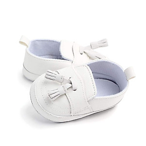 Csfry Infant Toddler Baby Boys Soft Moccasinss Crib Shoes White US4
