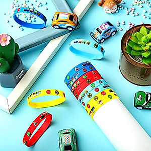 24 Train Silicone Wristbands Railroad Steam Train Silicone Bracelet Train Party Favors Train Birthday Party Supplies Train Birthday Decorations Transportation Traffic Sign Wrist Bands for