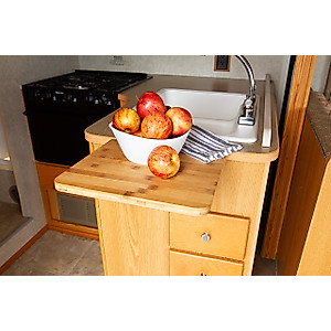 Camco 43423 Bamboo Accents RV Countertop Extension - Mounts Directly to Your Existing Countertop - Food Safe Construction - 12-Inches (L) x 13 ½-Inches (W) x ¾-Inch (Thick)