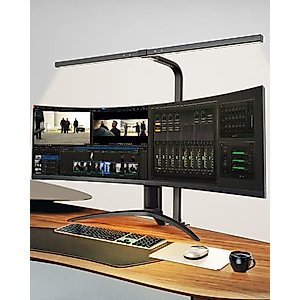 Desk Lamps for Home Office, 24W Extra Bright Architect Desk Lamp with Clamp, 31.5" Wide Modern Black Desk Lights with Auto Dimming Memory Function, Stepless Dimming task lamp for Workbench Monitor