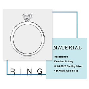 MOOSEA 1.5ct Moissanite Engagement Rings for Women, D Color VVS1 Clarity Lab Created Diamond Wedding Rings 14K White Gold Vermeil Moissanite Promise Rings for Her Anniversary Rings