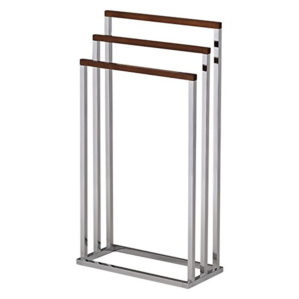 Kings Brand Furniture - Chrome Metal/Walnut Wood Freestanding Towel Rack Stand