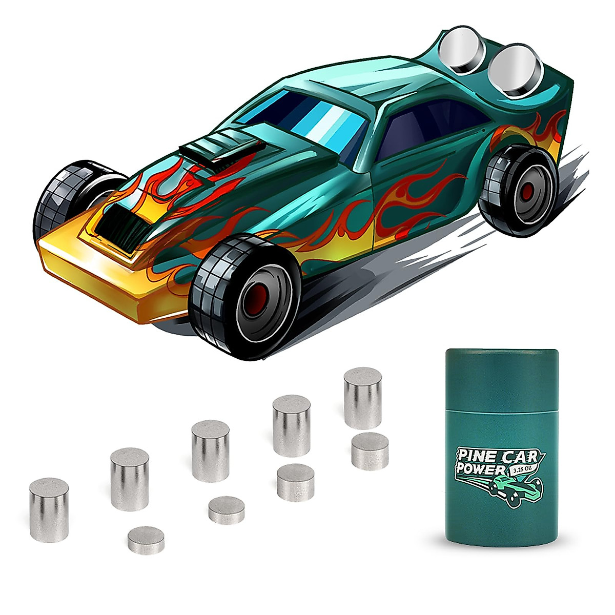 Tungsten Weights Kits 3.25oz. 3 Sizes of Incremental Cylinders for Pinewood Car.