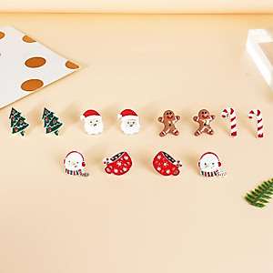 20 Pairs Christmas Stud Earrings Set for Teen Girls Christmas Tree Snowflake Gift Box Snowman Stocking Santa Claus Elk Stud Earrings Christmas Gifts for Women Cute Festive Jewelry