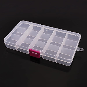 OriGlam 1pcs 17x10CM Plastic Organizer Storage Box with Adjustable Dividers, Jewelry Storage Container Box for Office Supplies Beads Crafts Fishing Tackles (Transparent)