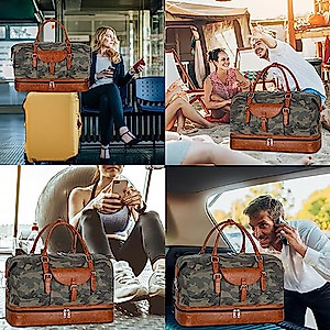 Travel Weekender Overnight Bags for Women - Large Weekender Bag with Waterproof Shoes Compartment Toiletry Bag Carry On Duffel Bag for Women Men 3Pcs Set