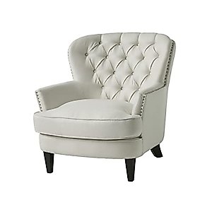 Christopher Knight Home Tafton Fabric Club Chair, Ivory 35.25D x 33W x 33.75H in