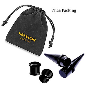 HEKEUOR 1g 7mm 2 Pairs 316L Steel Tapers and Tunnels Ear Stretching Kit Gauges Gauging Plugs