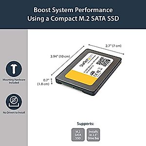 StarTech.com M.2 (NGFF) SSD to 2.5in SATA III Adapter - Up to 6 Gbps - M.2 SSD Converter to SATA with Protective Housing, TAA (SAT2M2NGFF25)