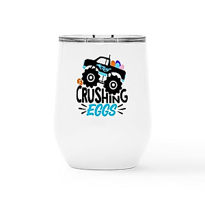 CafePress New Easter Monster Truck Cr Insulated Wine Tumbler 12 oz