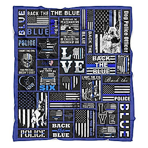 Police Blanket Flannel Throw Blanket Retirement for Dad Husband Son Boyfriend Convenient Comfortable All Seasons Super Soft Bed Sofa Couch Foldable Unisex 130x150 Blue 50x60