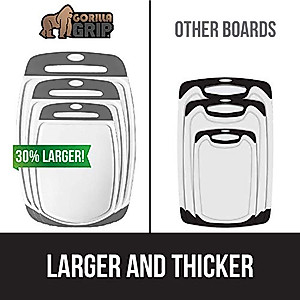 Gorilla Grip Cutting Board Set of 3 and Silicone Oven Mitts Set, Both in Gray Color, 2 Item Bundle