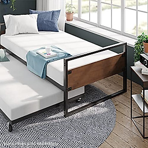 ZINUS Suzanne Bamboo and Metal Daybed with Trundle / Mattress Foundation with Steel Slat Support / Easy Assembly, Twin